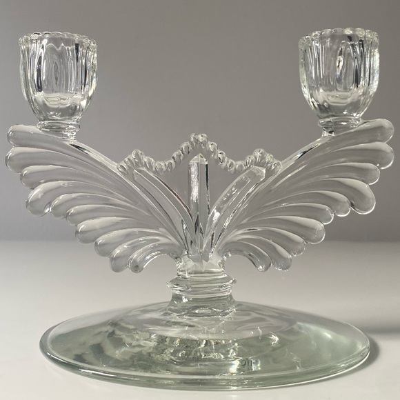 Accents | Vintage Pressed Glass Double Candlestick Holder Midcentury ...